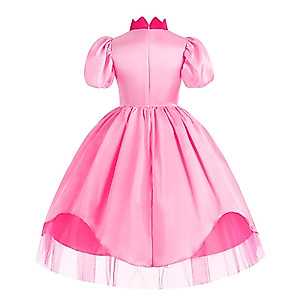 Oispvpes Girls Princess Peach dress Super Brothers Party Dresses Kids 3-12 Years pink 100