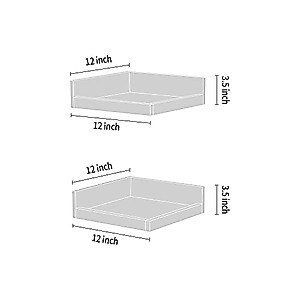 Coral Flower Accent Utility Levie Rustic Modern Floating Corner Wood Wall Shelves for Living Room Kitchen Home Office and More, 12 inches, Walnut