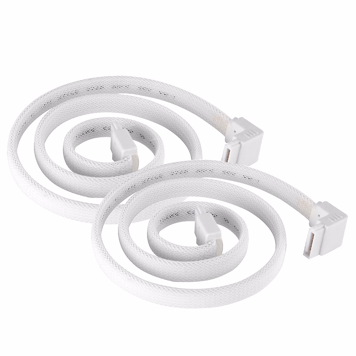 SilverStone Technology CP08W 90 Degree SATA 3 Sleeved White Cable with EMI Guard for 6Gb/s 2-Pack, SST-CP08W-USA-2PACK
