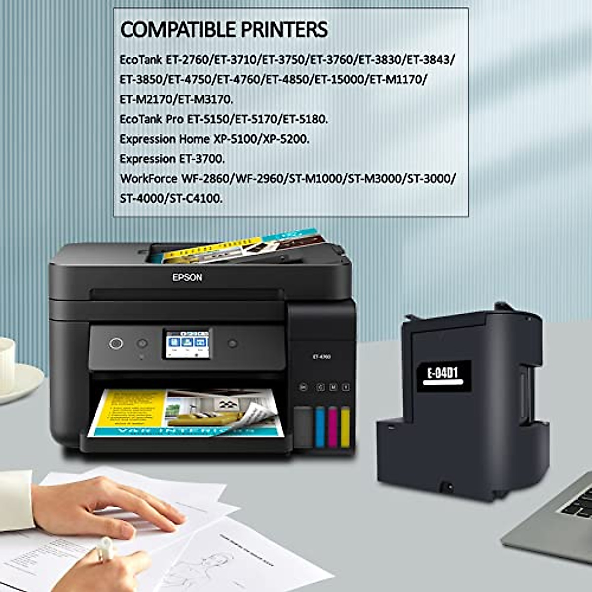 LiTuhorse T04D1 T04D100 Ink Maintenance Box for ET-15000 ET-4750 ET-4760 ET-3750 ET-3760 ET-2760 ET-3700 ET-3710 ET-3830 ET-3850 ET-4850 WF-2860 ET-5170 ET-M1000 ST-3000 XP-5100 Printers 2-Pack