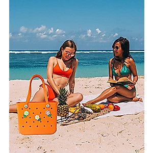 3 PCS Flowers with Leaves Charms for Bogg-Bags Cartoon Flowers Decorative Charms for Tote Bags Plant Accessories for Beach Totes Women Party Favor Gift(Purple Pink and Green)