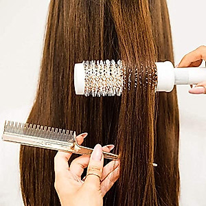 Round Brush Set for Women - Luxury Hair Brushes - Blowout Round Barrel Hairbrush for Blow Drying with Tail Comb by Lily England (White & Rose Gold)