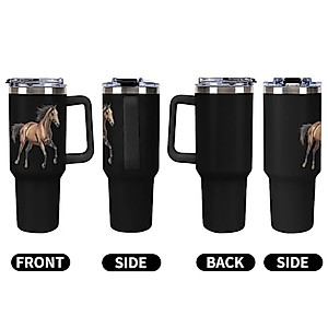 Running Arabian Horse 40oz Water Bottle Double Wall Insulated Tumbler with Handle Leakproof Travel Mug Black-style