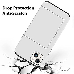 ZIYE for iPhone 13 Mini Case with Card Holder,for iPhone 13 Mini Wallet Case Anti-Scratch Dual Layer Hidden Pocket Phone Case Shockproof Cover Compatible with for iPhone 13 Mini 5G-White