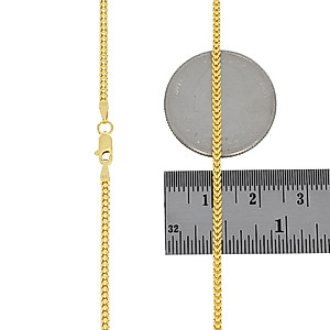 Nuragold 10k Yellow Gold 2mm Franco Chain Box Square Wheat Pendant Necklace, Mens Womens Jewelry 16" 18" 20" 22" 24" 26" 28" 30"