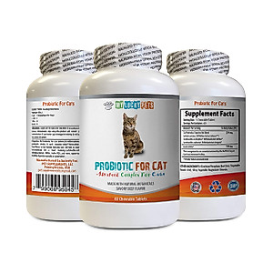 MY LUCKY PETS LLC cat Digestive Support - CAT PROBIOTICS - Advanced Natural Digestive AID Formula - GET RID of Bad Breath and Stop Diarrhea - Sensitive Stomach cat Treats - 1 Bottle (60 Treats)