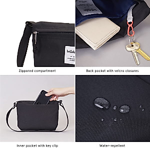 Hellolulu CANA Compact Crossbody Bag, Water Resistant Lightweight For Daily Use Travel Men Women, Roomy for Wallet Purse Phone, Black