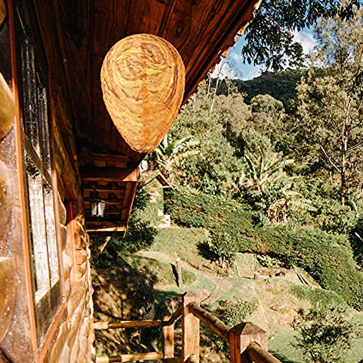 Hanging Fake Wasp Nest Wasp Nest Decoy Natural Wasp Friendly Hornets Nest Lantern for Garden Yard Outdoor