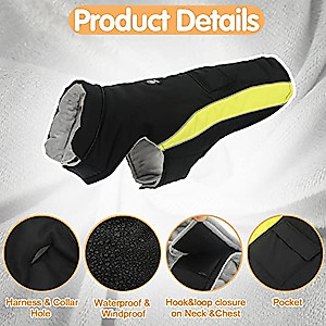 EMUST Dog Winter Coats, Hooded Cold Winter Dog Jackets, Windproof Dog Coats for Medium Dogs for Winter, Dog Hoodie for Puppy Medium Dogs, M/Black