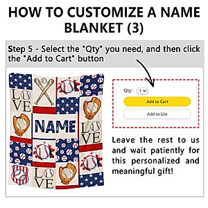 Custom Baseball Blanket Gifts with Name - 30x40 Inches Sports Throw Blanket for Baseball Lover, Kids, Adults, Teens, Girls & Boys - Colorful Soft Fuzzy Blankets for Couch, Sofa & Bed