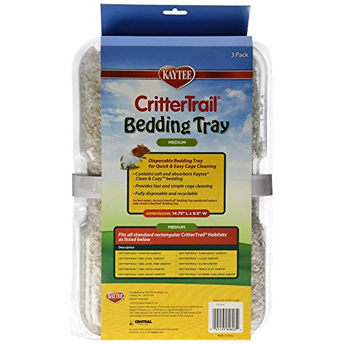 Kaytee CritterTrail Habitat Disposable Bedding Tray, 9-Count Total (3 Packages with 3 Trays Each)