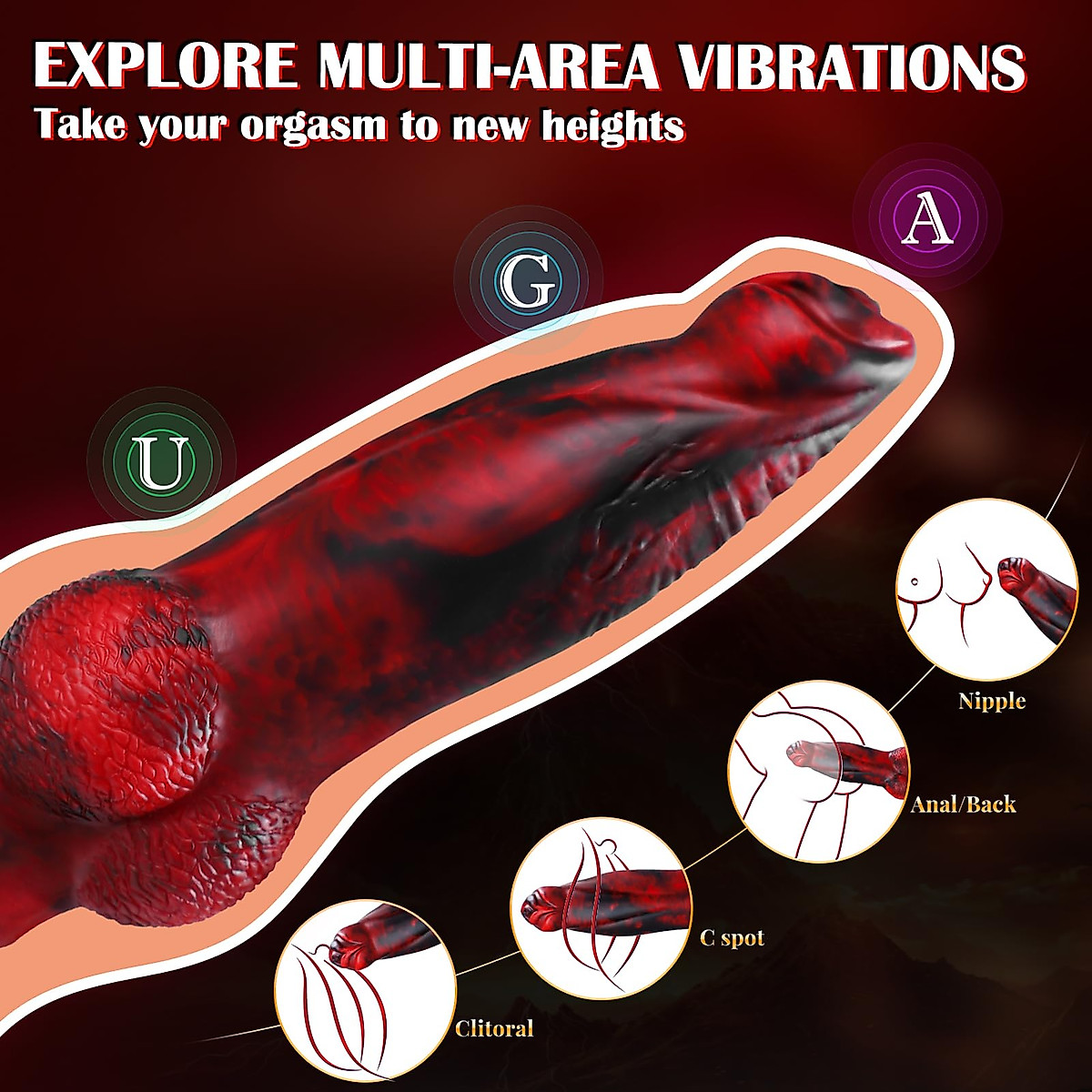 Thrusting Dildo Vibrator Sex Toys - 4IN1 Huge Monster Dildo with 7 Modes for U and G-spot, Thick Anal Dildos with Suction Cup, 8.8" Big Knot Fantasy Dildo Adult Sex Toys & Games for Women Men