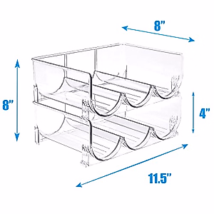 MeCids Water Bottle Organizer 2 Pack Stackable Bottle Holder for Kitchen Storage and Organizer Cabinet Space Saver Wine, Drink, Can Rack