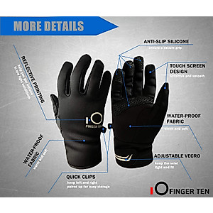 Warm Winter Gloves Men Women Touch Screen Waterproof, Lightweight Running Gloves Thick Thermal Grip Outdoor Sports Cycling Driving(Black, X-Large)