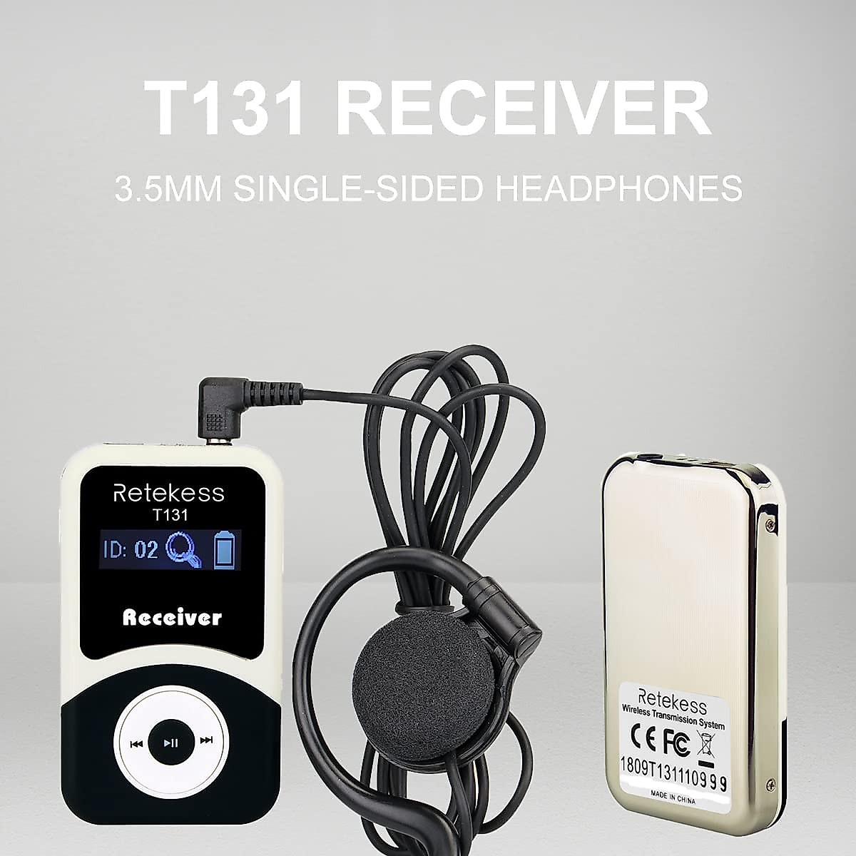 Retekess T130 Tour Guide System, Church Translation System, Good Quality Sound, 99 Channels, Assisted Listening Devices for Court,Training,Interpreter (1 Transmitter 2 Receivers)
