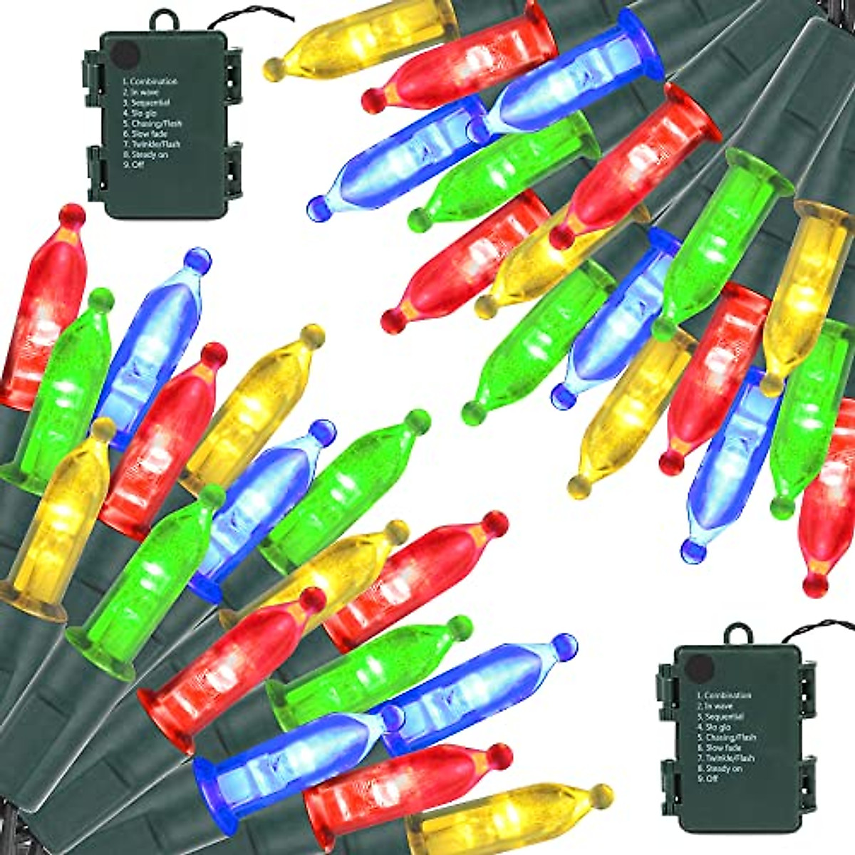 CREPRO 2 Pack Christmas String Lights, 16 FT 50 LED Battery Operated String Lights Waterproof Mini Christmas Lights Outdoor and Indoor for Xmas Tree Garden Yard Home Wedding Party Patio