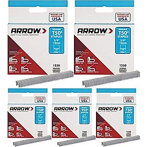 Arrow Fastener 506 Genuine T50 3/8-Inch Staples, 1250-Pack - 5 Pack