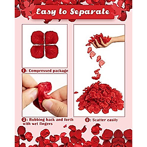 Romantic Decorations Special Night Set, Valentines Day Decor, 24 Pieces LED Tea Lights Candles and 2000 Pieces Artificial Rose Petals for Romantic Night, Valentine's Day, Anniversary or Table Décor