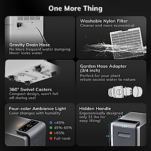 4500 Sq.Ft Most Efficient Energy Star 2024 Dehumidifier,AEOCKY 52 Pint/Day Smart Compressor Dehumidifier with Drain Hose, Intelligent Humidistat,for Basement, Large Room, Bedroom, Home, Bathroom, RV