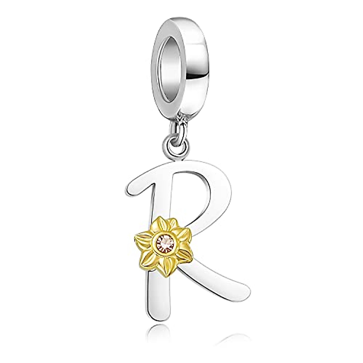 POWER WING Letter Charms R For Bracelets Sunflower Initial Charms Birthday Gifts For Women