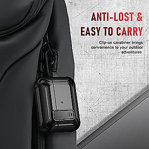 Samtec Airpod Pro 2 Case Cover 2022 with Secure Lock Clip, Military Armor Series Full-Body Rugged Hard Shell for Men Women with Keychain，Shockproof Protective Case for AirPod Pro 2nd Generation,Black