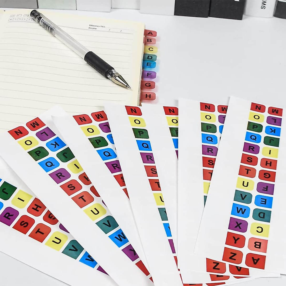 780 PCS Colorful Alphabet Tabs, A to Z 26 Letters Index Labels Multicolor Alphabet Tabs Tab Dividers Stickers for Binders Notebook Classify Files Contents Page Address Book Folder