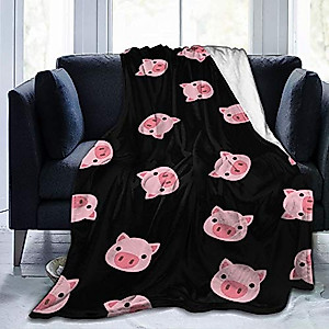 SARA NELL Pink Pig Blanket,Cute Cartoon Pig Face Flannel Fleece Throw Blanket,Super Soft Cozy Fluffy Warm Couch Bed Sofa Travelling Camping Blanket 50"X40" for Kids Adults All Season