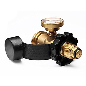 DOZYANT Universal Fit POL Propane Tank Adapter with Gauge Converts POL LP Tank Service Valve to QCC1 / Type 1, Old to New Connection Type, Propane Tank Gauge