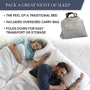 King Koil Luxury Pillow Top Plush Queen Air Mattress with High-Speed Built-in Pump, Blow Up Bed Top Side Flocking, Puncture Resistant, Double High Inflatable Airbed Guests or Travel 1-Year Warranty