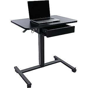 CLATINA Mobile Laptop Desk Adjustable Height Standing Desk Adjust from 30'' to 45.7'' Rolling Cart Ergonomic Table with Drawer
