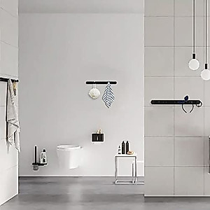 Potaosey 2 Pack Black Wall Coat Rack, Wall Mounted Coat Rack with 3 Hook,Modern Style Coat Rack Wall Mounted,Metal Coat Hooks Rail for Coat Hat Key Bathroom Bedroom Hotel Entryway (5 Hook-Black)