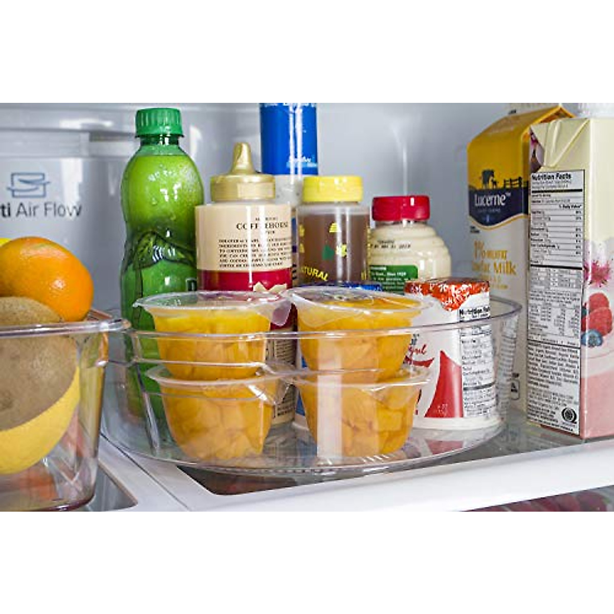 Kitchen Spaces Turntable Food Storage Organizer for Fridge and Pantry, 11.5" x 3.3", Clear