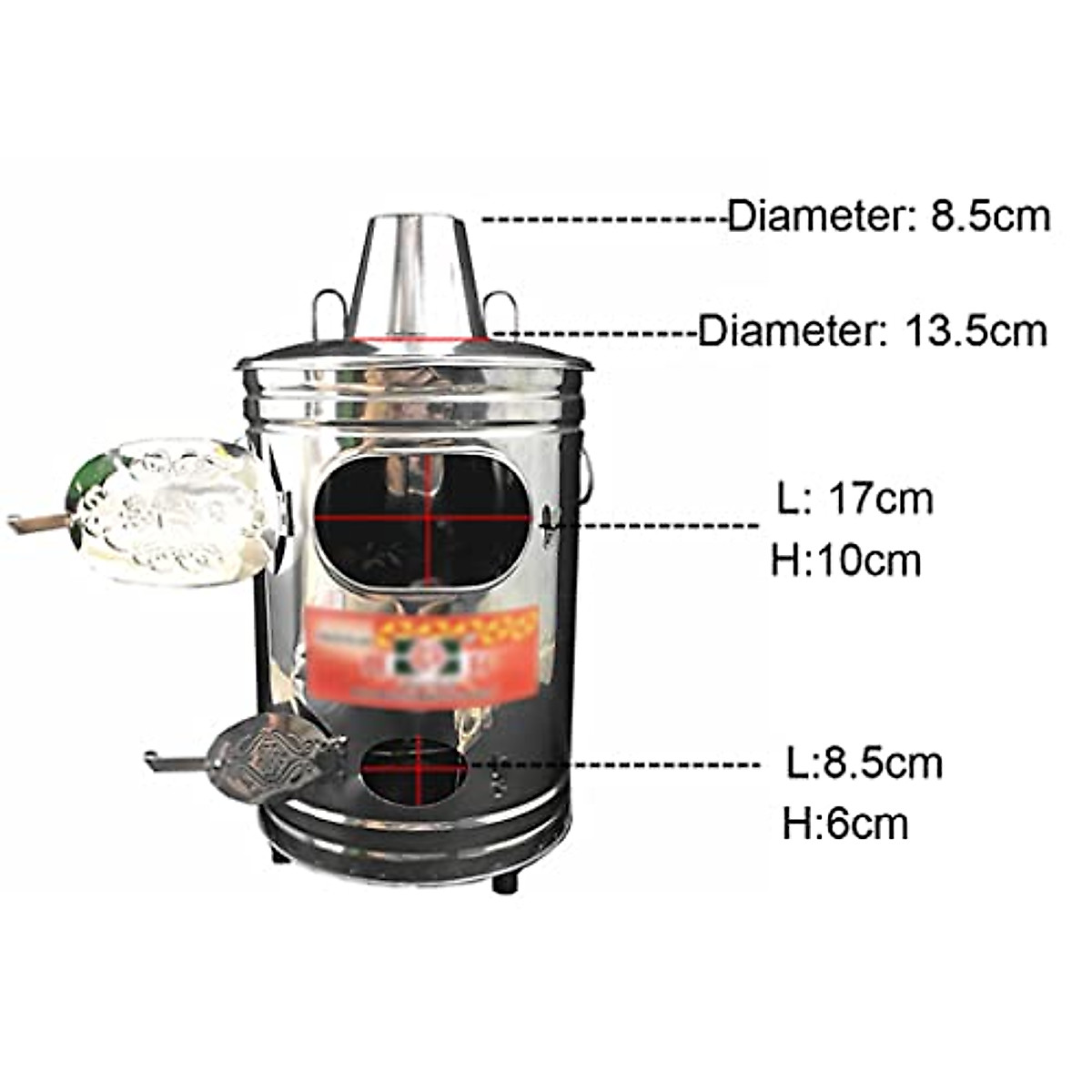 WXJ Stainless Steel Incinerator with Chimney, Portable Garden Incinerator Burning Barrel with Fire Hook, Cleaning The Backyard, Paper and Leaves, 31x31x57cm(12.2x12.2x22.4inch)