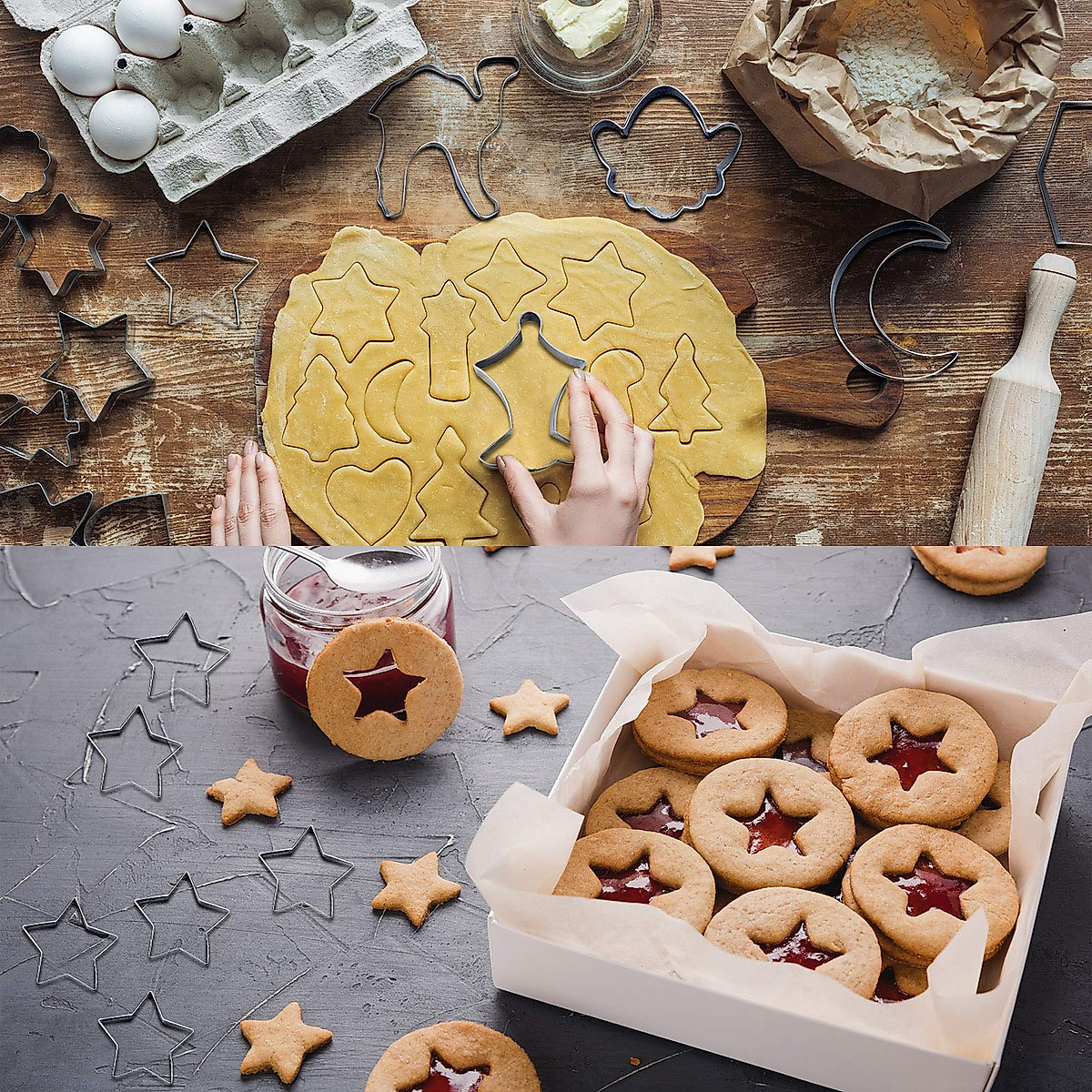 9 Pieces Eid Mubarak Cookie Cutters Eid Ramadan Biscuit Molds DIY Biscuit Cutters Stainless Steel Fondant Cutters with Lantern Camel Moon Design for Eid Mubarak Holiday Party Supplies