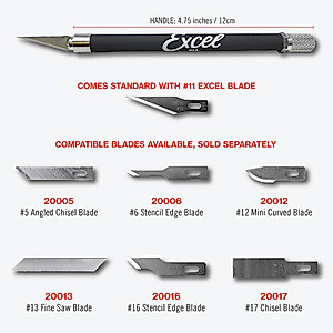 Excel Blades Soft Grip Craft Knife Set, Soft Grip Fine Point Angled Blades for Precision Cutting & Trimming, Multi-Purpose Hobby, Scrapbooking, Crafting Tools, Red, 2-Pack With 10 Replacement Blades