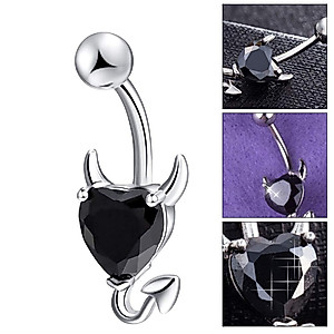 Devil Heart Belly Button Rings Navel Rings Steel Bar Stud Belly Navel Piercing Jewelry