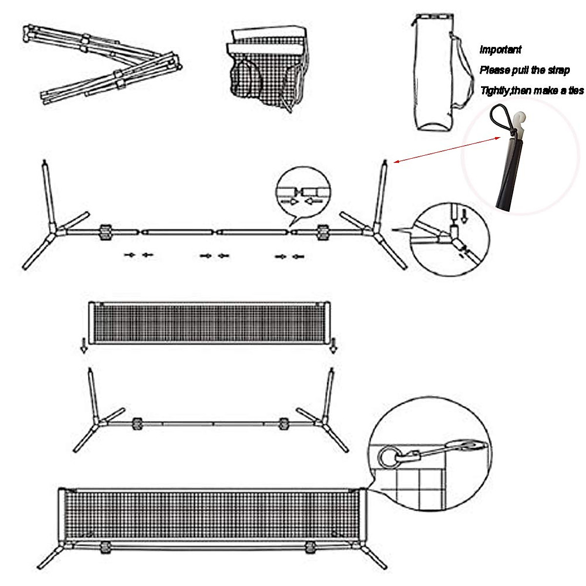 mike Glople Portable Badminton Net Set - 20 Ft Net for Tennis, Soccer,Pickleball - Easy Installation Nylon Sports Net with Poles - for Indoor,Outdoor Court, Beach, Driveway,Park-Black Colour