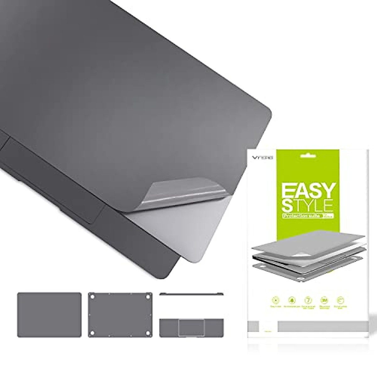 VFENG Premium 6-in-1 3M Protective Skin Decals for 2021~2023+ MacBook Pro 14.2-inch 14" M1 M2 M3(Model: A2442/A2779/A2992/A2918) with 2 Pack Screen Protector-Gray