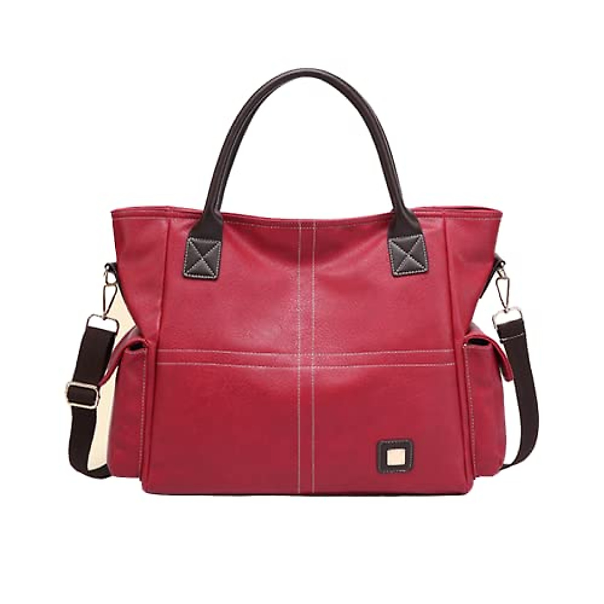 Women Top Handle Satchel Handbags Large hopo Purses Faux Leather Tote Bag School Shoulder Bag with External Pocket (red)