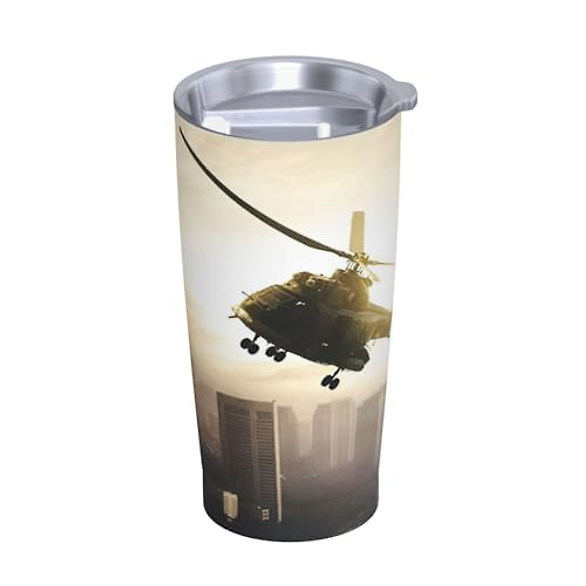 20oz Insulated Tumblers with Lids and Straws Aircraft Above City Stainless Steel Coffee Tumbler Cup Double Wall Vacuum Travel Coffee Mugs for Home, Office, Outdoor