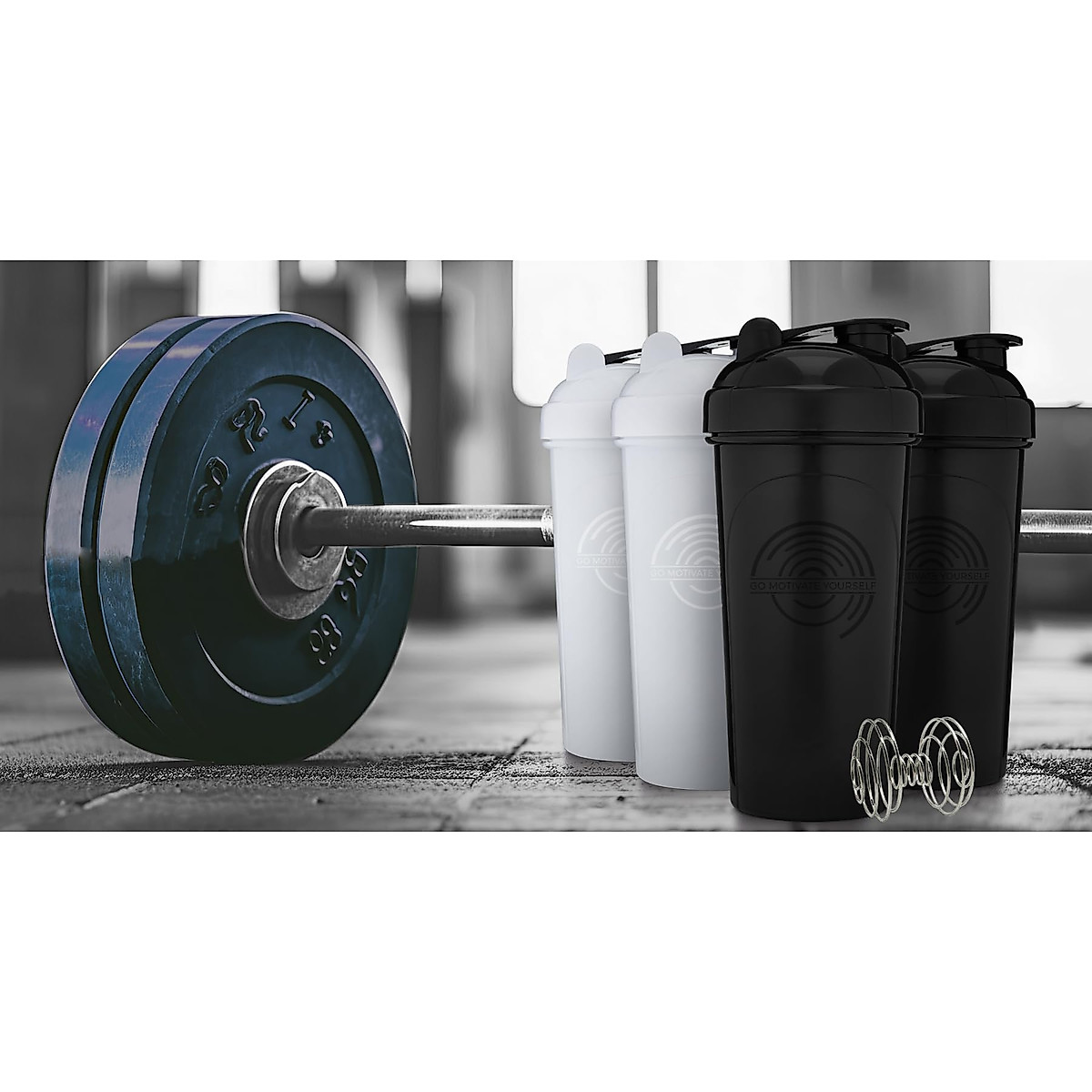 GOMOYO [4 Pack] 20-Ounce Shaker Bottle | Protein Shaker Cup 4-Pack with Agitators (Coral/White, Purple, Mint/White, Rose) | Protein Shaker Bottle Set is BPA Free and Dishwasher Safe