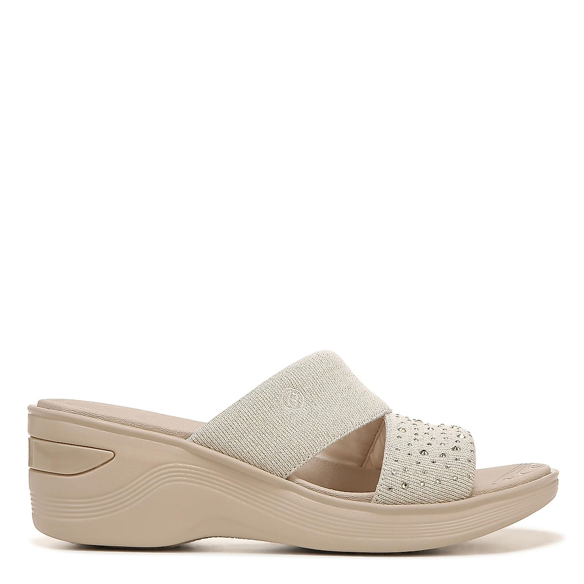 BZees Womens Dynasty Bright Wedge Sandal, Eggnog Beige Sparkle Knit, 10 US