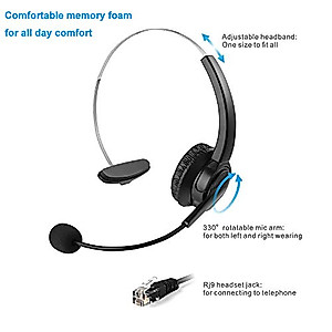 Corded Phone Headset, MCHEETA Call Center Telephone Headset with Dialpad, Noise Cancelling Phone Headsets for Office/House Phones
