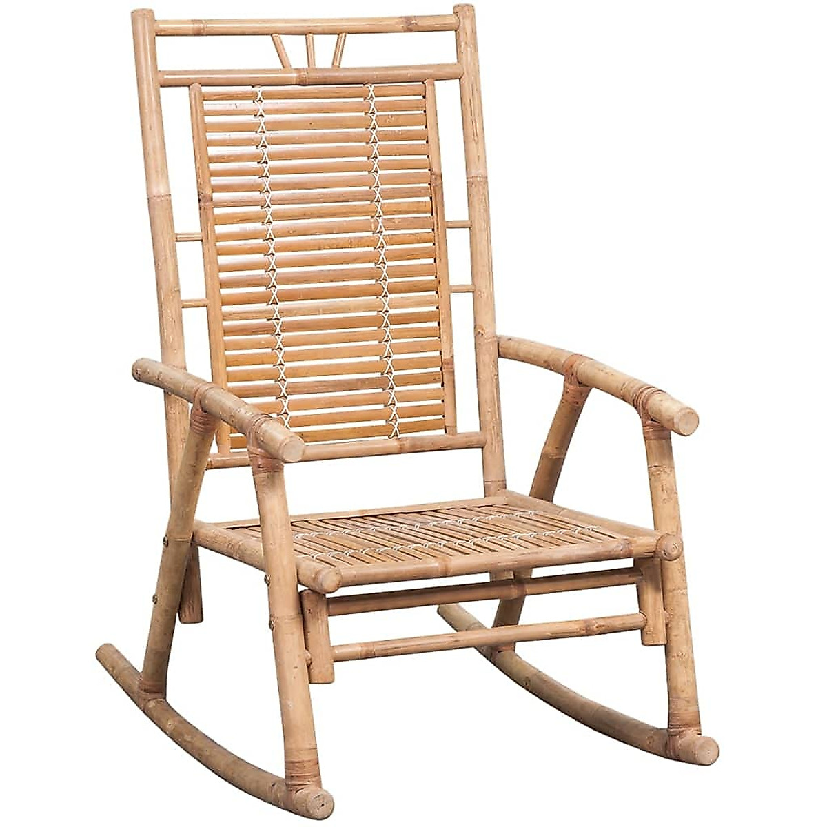 FAMIROSA Rocking Chair with Cushion Bamboo,Weight:24.65lbs,3063908