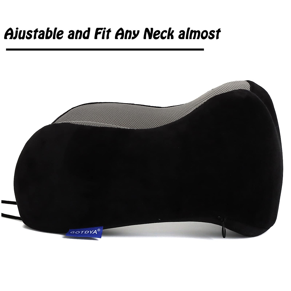 GOTDYA Travel Pillow,Travel Neck Pillows for Sleeping,100% Pure Memory Foam Soft Comfort & Support Pillow for Airplane/Car/Office&Home Rest Use-Black