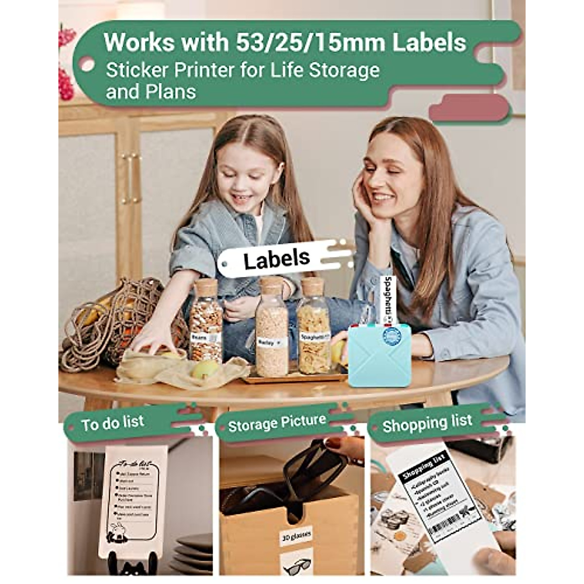 Phomemo M02S Pocket Printer- 300 dpi HD Bluetooth Thermal Photo Printer Compatible with iOS and Android, Black and White Image for Photo Printing, Plan Journal, Organization, Art Creation, Gift, Cyan