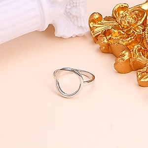 DAOCHONG Sterling Silver Classical Simple Plain Ring Open Circle Karma Statement Promise Ring Karma Ring for Women Size 7