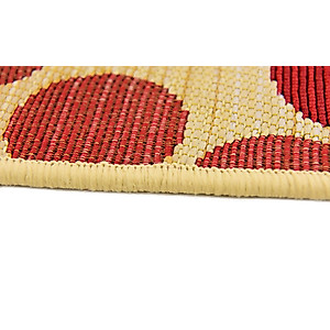 Unique Loom Outdoor Modern Collection Area Rug - Spark (10' x 12' 2" Rectangle, Beige/ Burgundy)