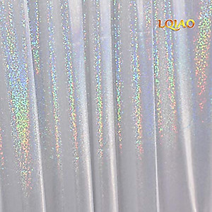 LQIAO Bling Laser 5x7ft Silver Backdrop Holographic Fabric Background Shimmer Photography Booth Photo Background Props Curtain/Backdrop Makeup Vides Shooting Bling Teenage Heart