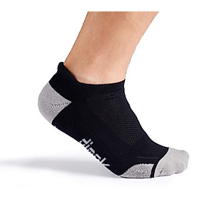 dimok Athletic Running Socks - No Show Wicking Blister Resistant Long Distance Sport Socks for Men and Women (Black, Medium)